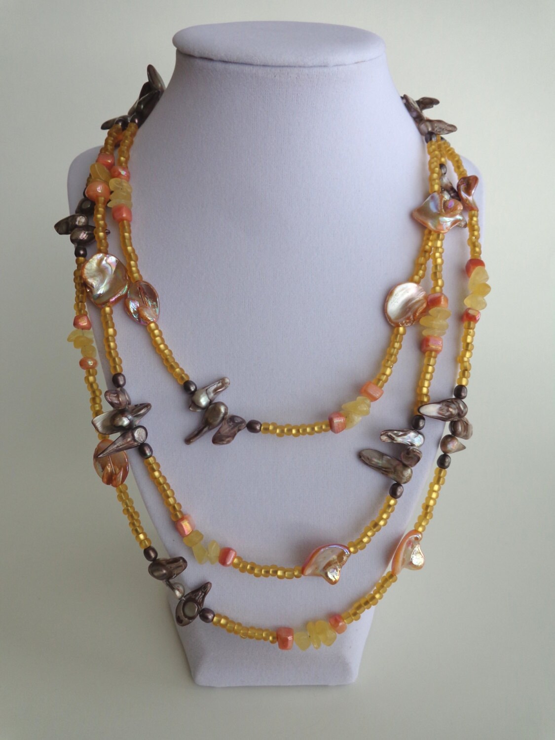 Extra Long Wrap Necklace Pearls and Gemstones Necklace Multi | Etsy