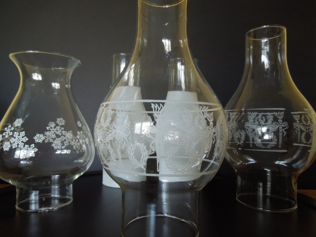 Vintage Glass Chimney Replacement for Oil Lamps, Hurricane Lamps, Mid ...