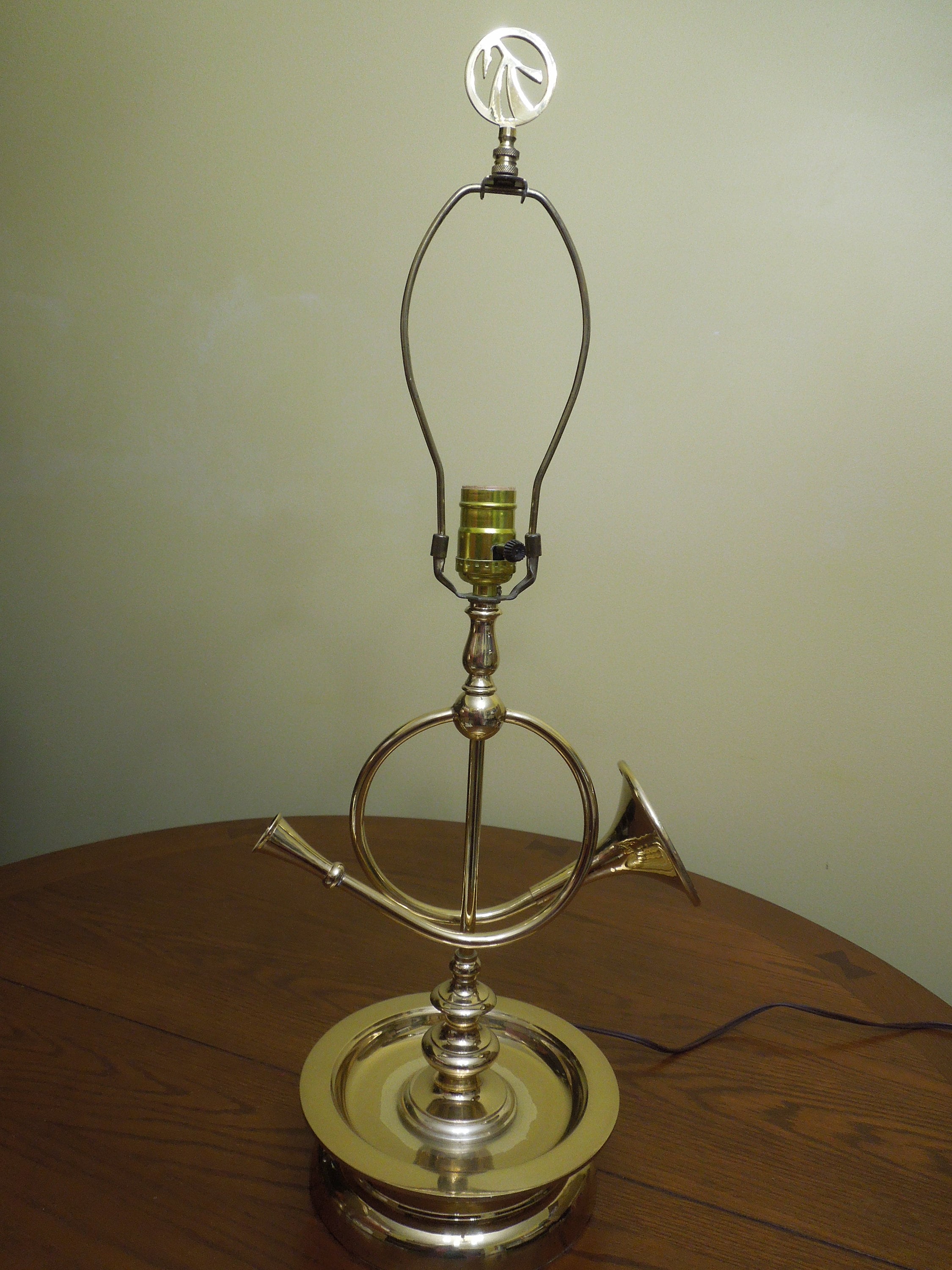 Rare Vintage Brass Looped Hunter's Horn Lamp, Fox Hunting Bugle Horn ...