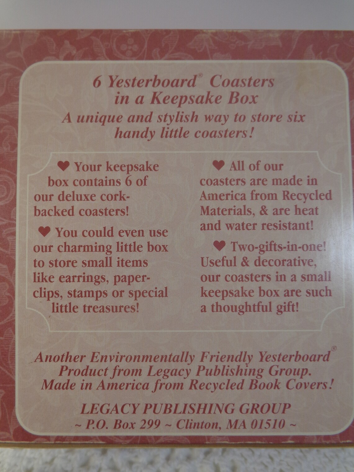 Vintage Set of 6 Yeasterboard Coasters Made by Legacy Publishing Group ...
