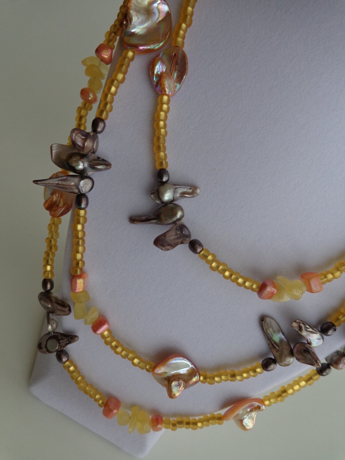 Extra Long Wrap Necklace, Pearls and Gemstones Necklace, Multi Strand ...