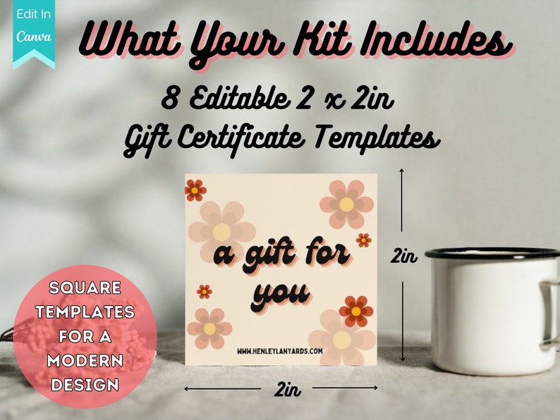 Retro Floral Gift Card Template, Editable Gift Certificate, Printable ...