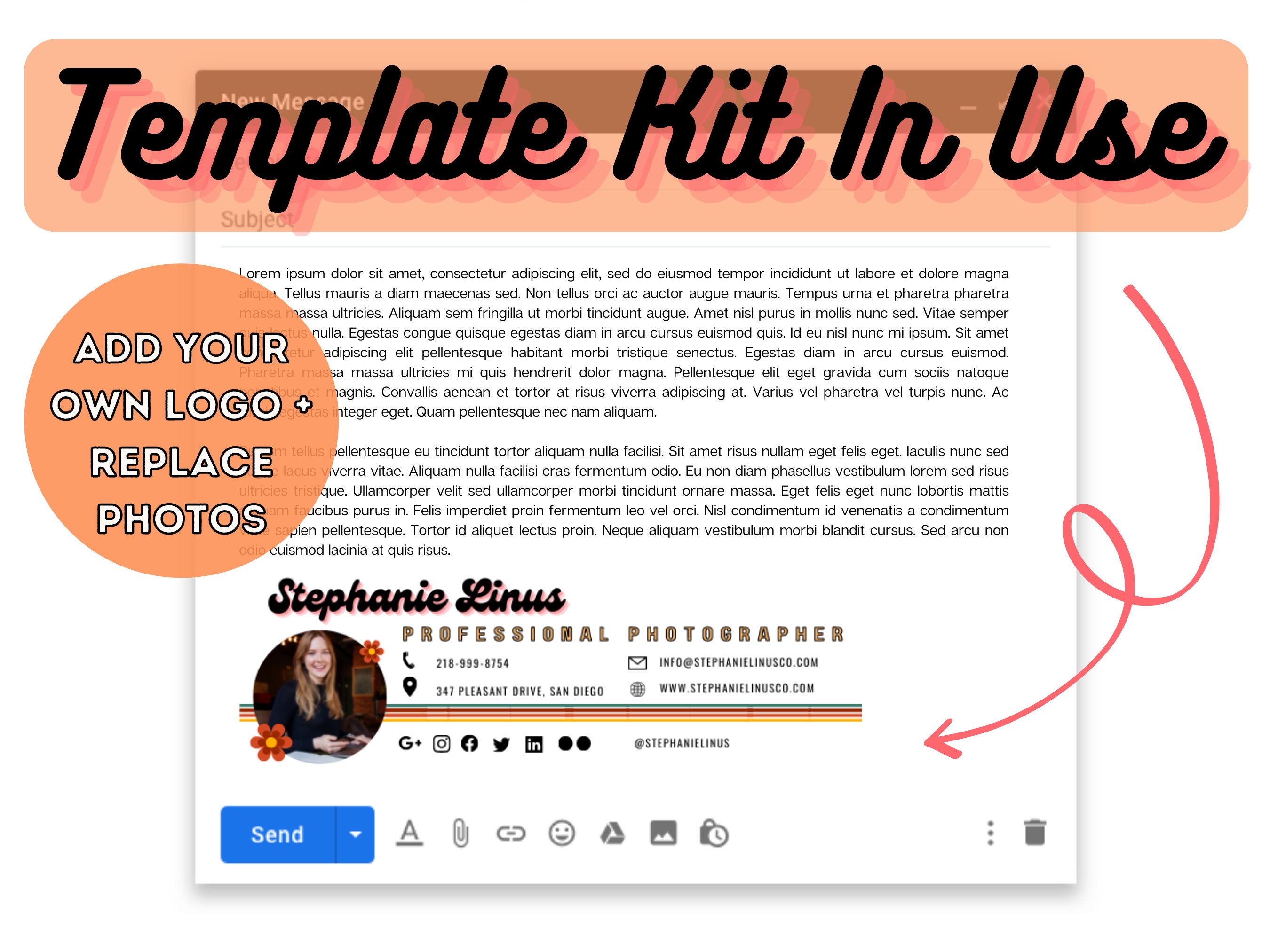 Retro Floral Email Signature Template, Editable Canva Email Signature ...