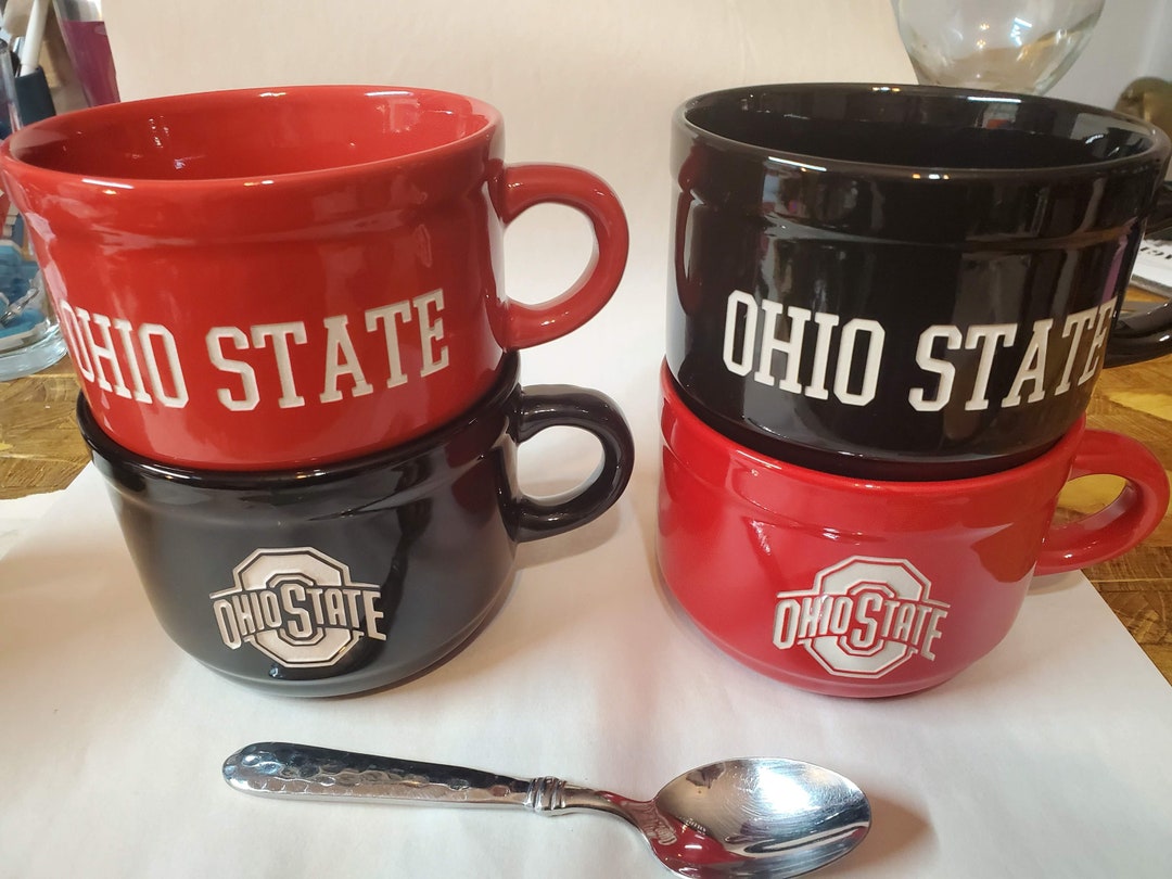 Quality Etched Set of 4 Ohio State Bowls W Handle 23 Oz Coffee Red ...