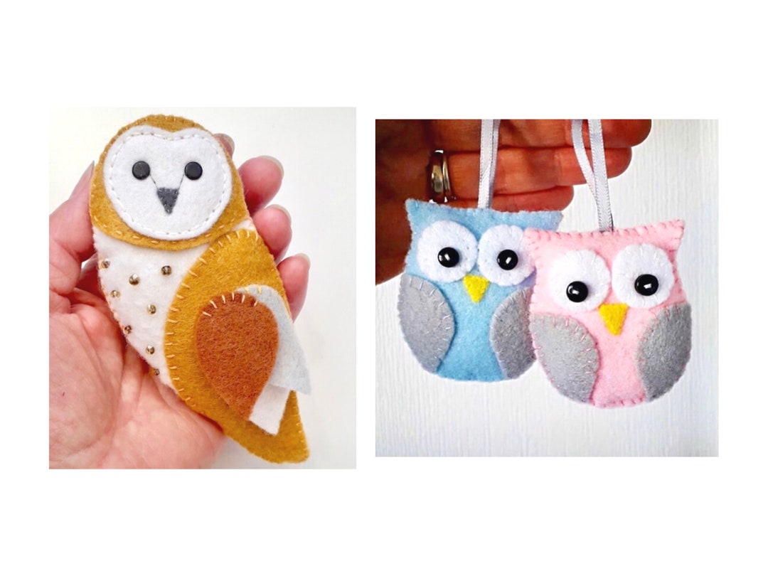 Felt Owl PDF Sewing Patterns, Set of 2 Owl and Barn Owl, Felt Crafts ...