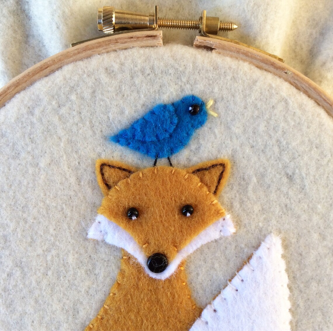 Fox Felt Appliqué PDF Sewing Pattern - Embroidery Hoop Art - Instant ...