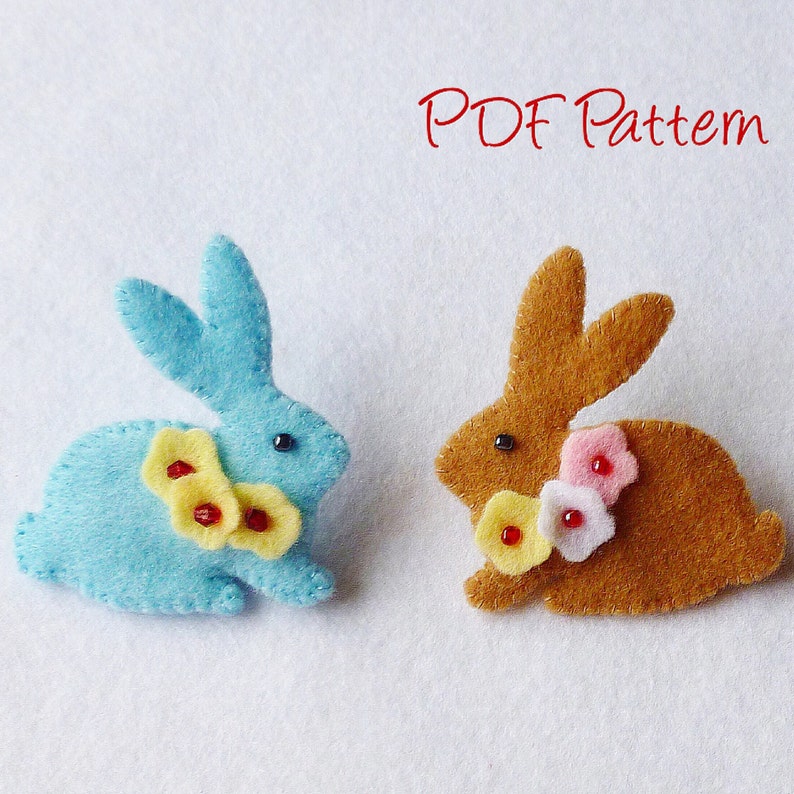 Bunny Brooch Pin PDF Sewing Pattern Felt Crafts Instant - Etsy