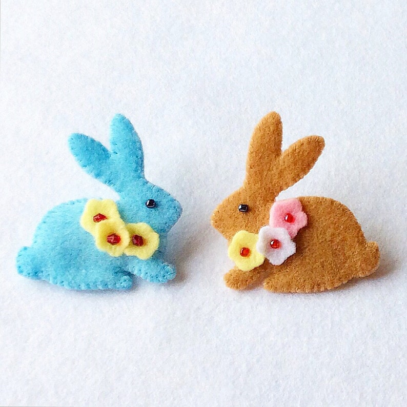 Bunny Brooch Pin PDF Sewing Pattern Felt Crafts Instant - Etsy