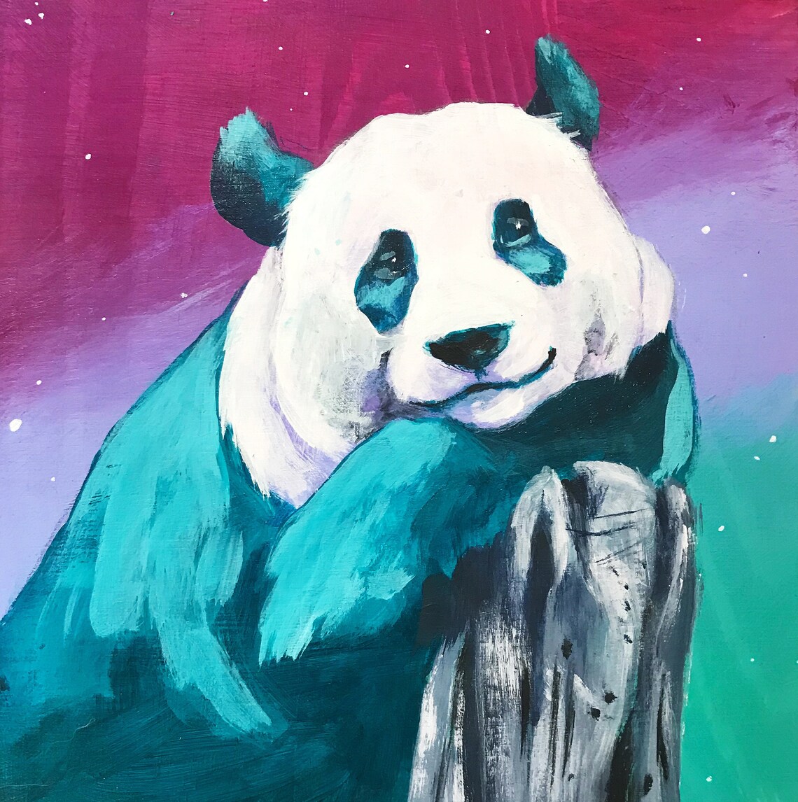 Panda Panda Canvas Canvas Print Rainbow Bear Teddy - Etsy