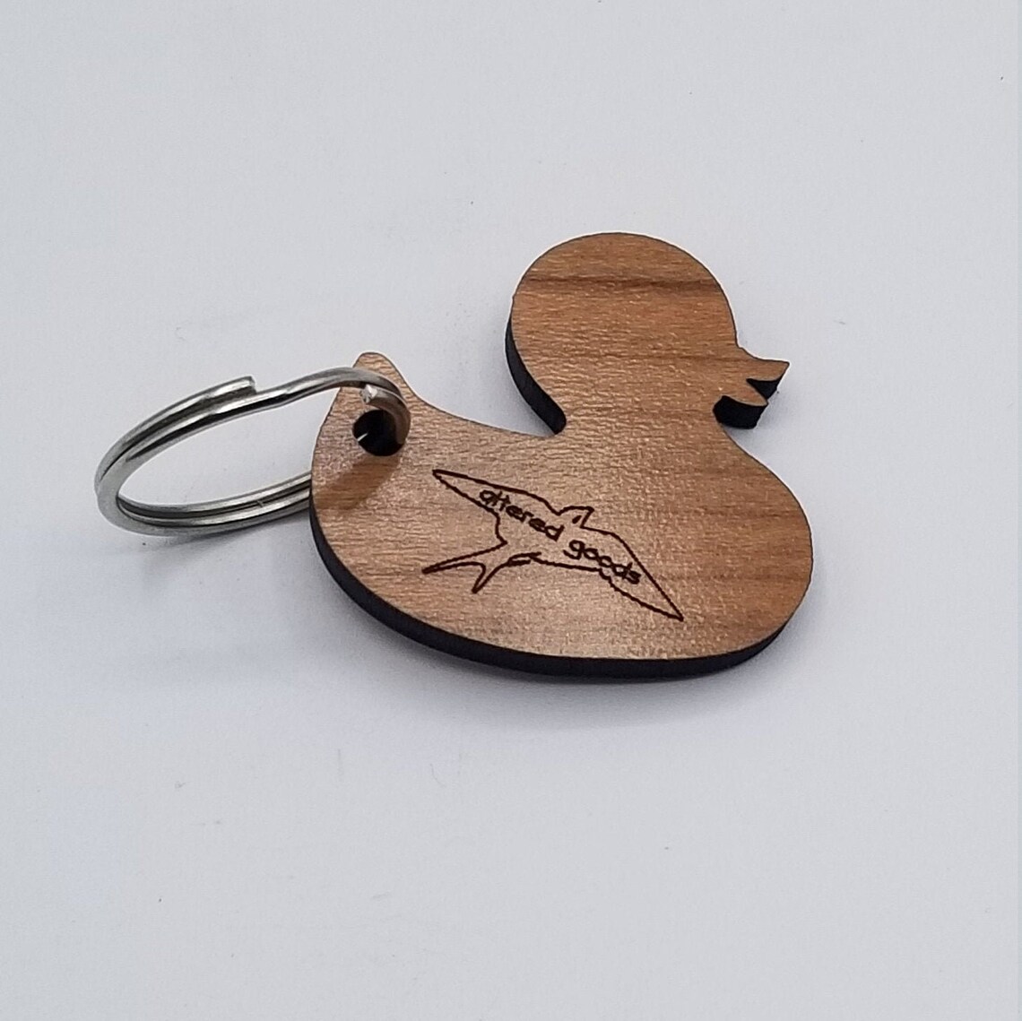 Duck Wave Cherry Wood Keychain | Etsy