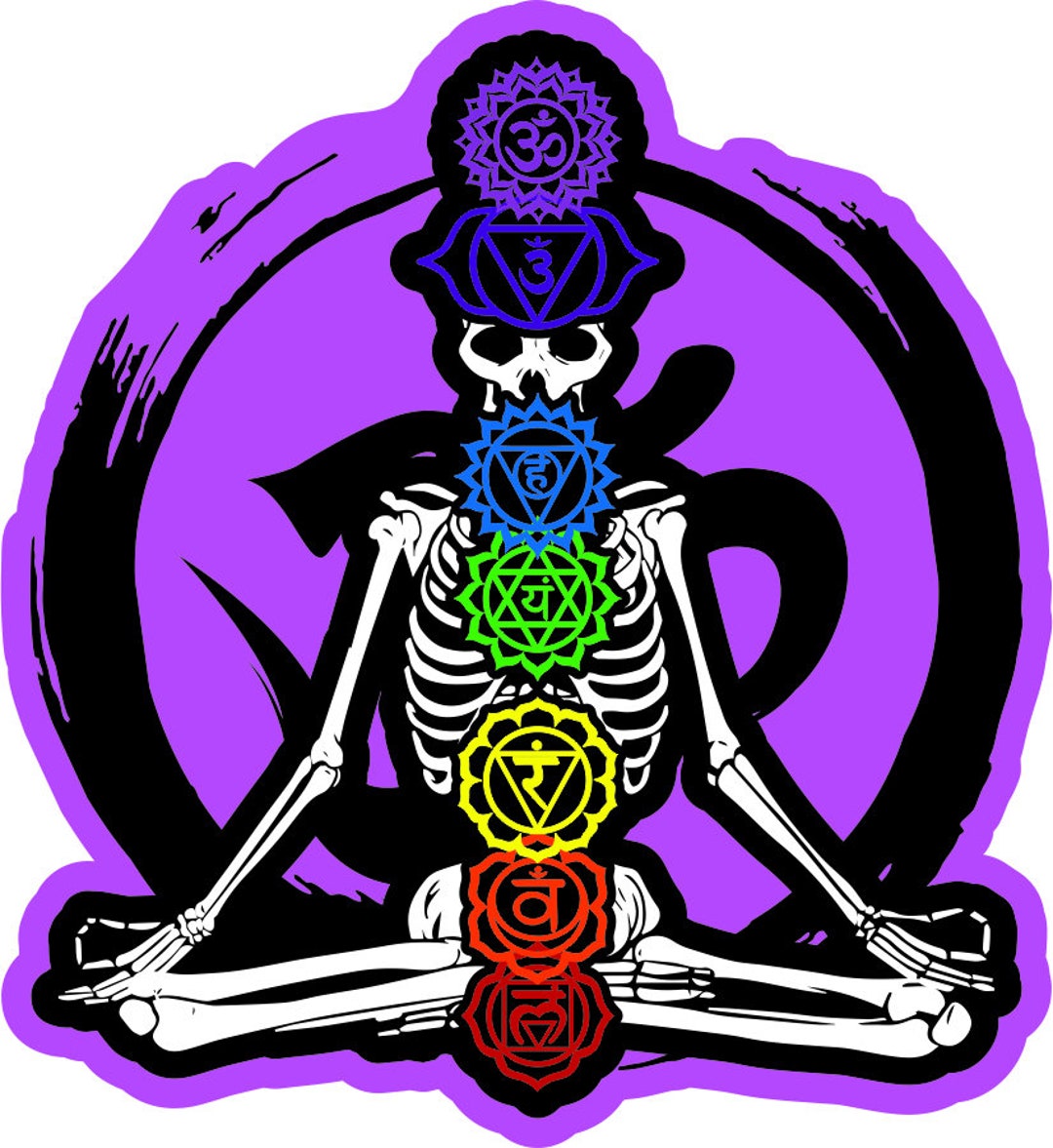 Om Chakra Skeleton Yoga Sticker - Etsy