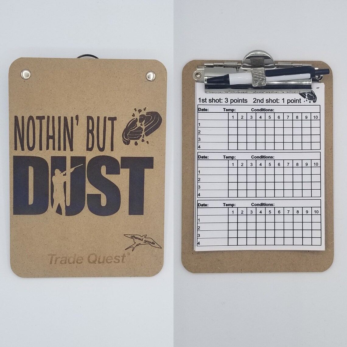 Nothin but Dust Clay Pigeon Shooting Score Card and Clipboard - Etsy