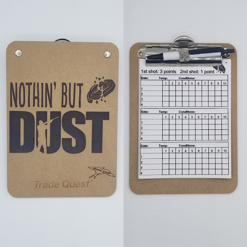 Nothin but Dust Clay Pigeon Shooting Score Card and Clipboard | Etsy