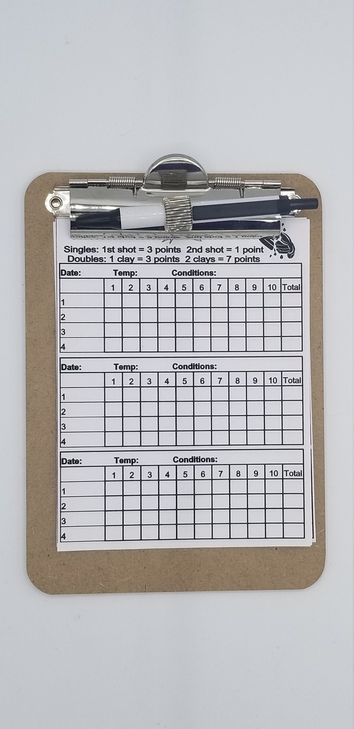 Nothin but Dust Clay Pigeon Shooting Score Card and Clipboard - Etsy