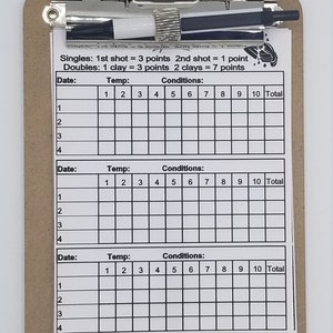 Nothin but Dust Clay Pigeon Shooting Score Card and Clipboard - Etsy UK