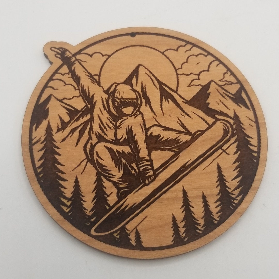 Snowboard Laser Engraved Cherry Wood Christmas Ornament - Etsy