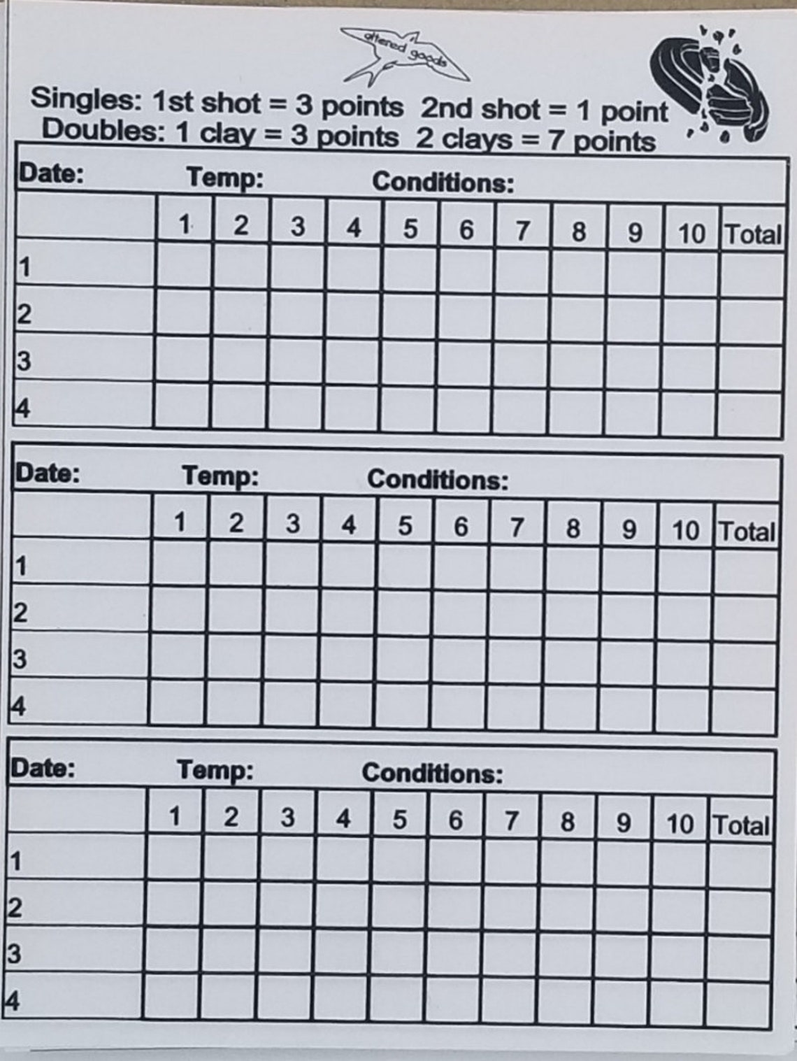 Clay Shooting Score Sheet PDF - Etsy