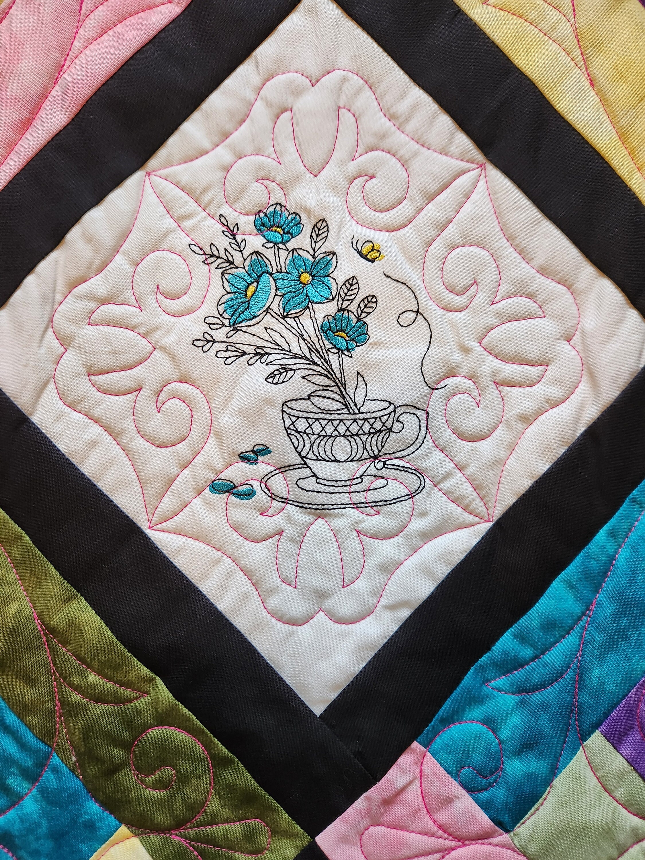 Embroidered Tea Cup Table Runner - Etsy