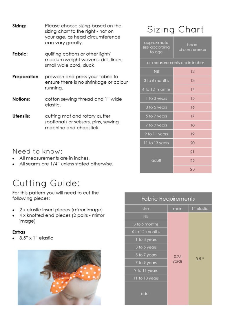 Knotted Head Scarf Retro Headband PDF Pattern - Etsy Australia