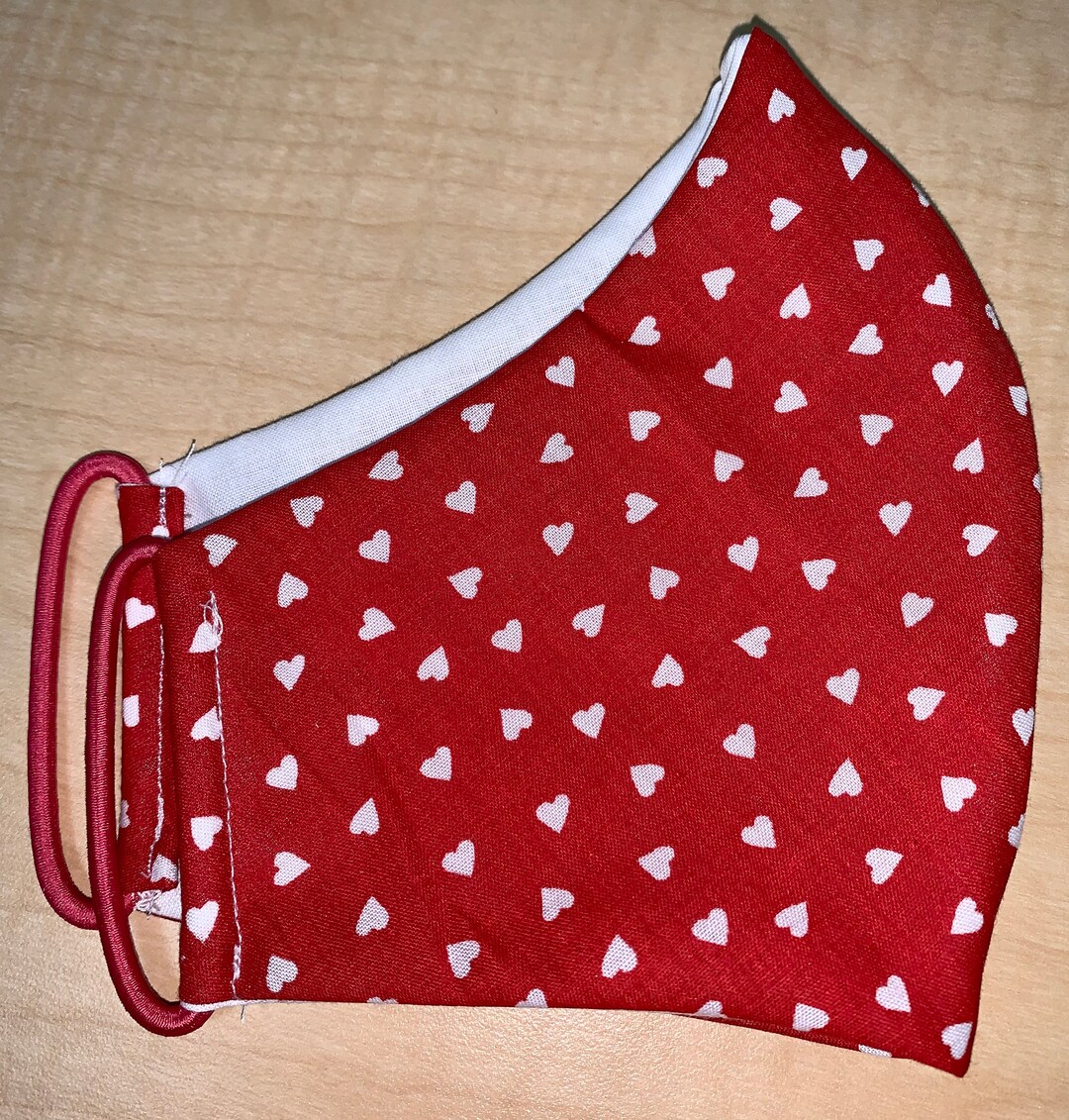 Red & White Hearts Mask With Elastic small Medium - Etsy