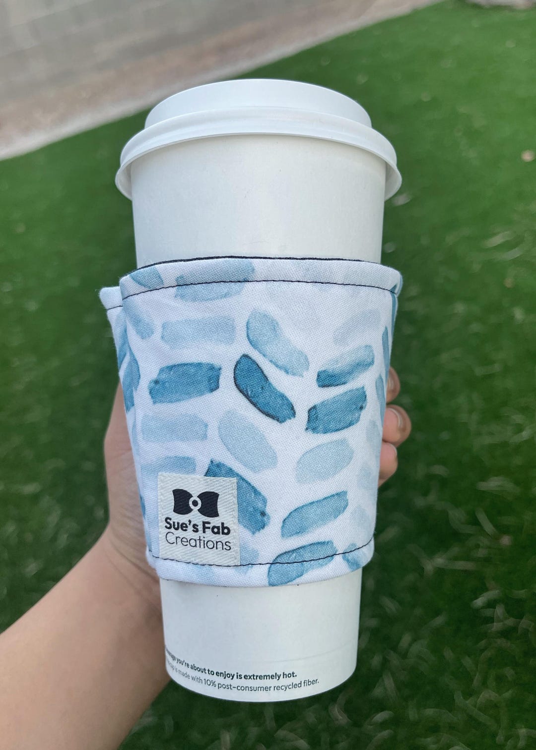 Chic Espresso Essential: Blue Abstract Reusable Coffee Sleeve - Etsy