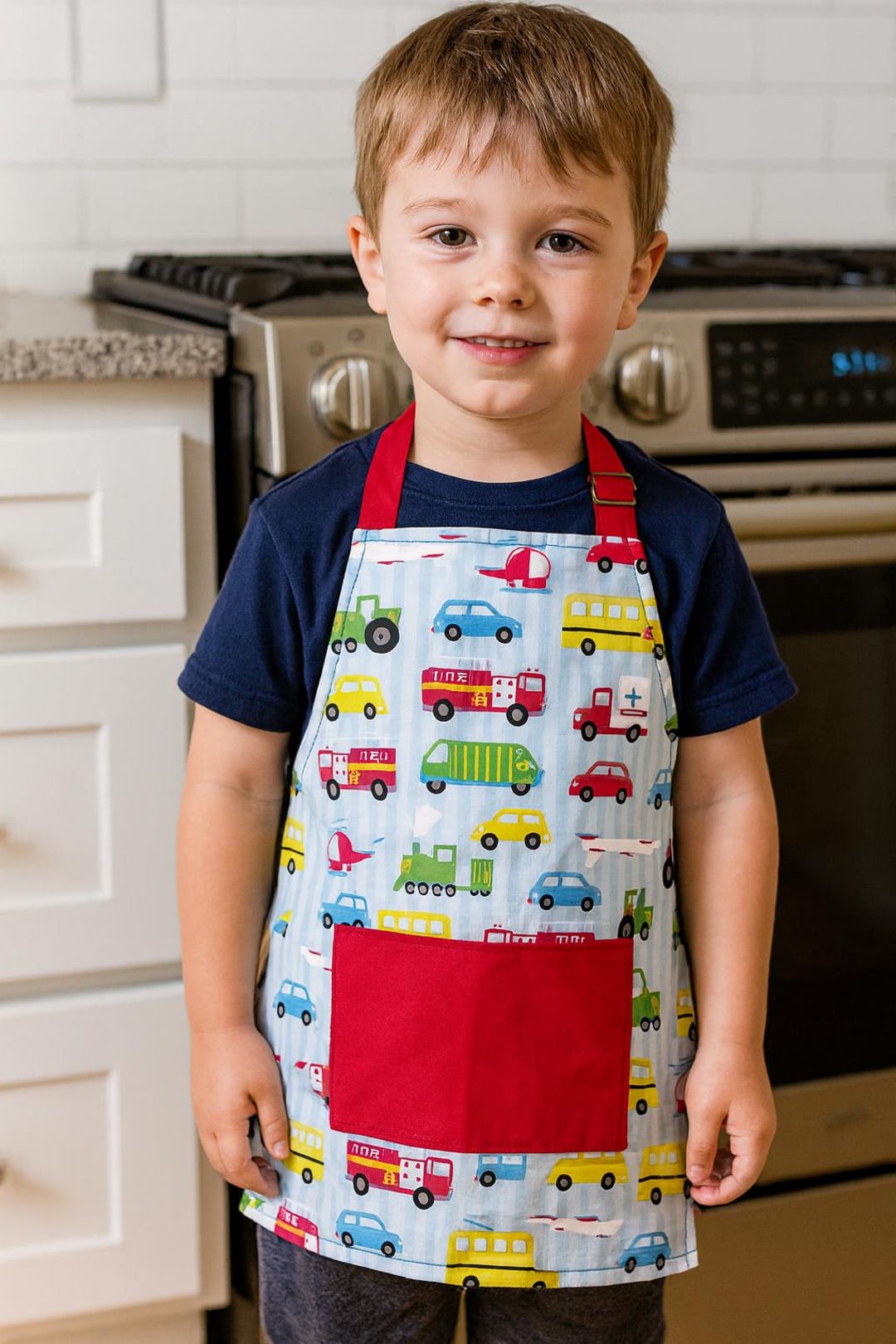 Kids Apron With Cars and Trucks – Children’s Cooking Apron With ...