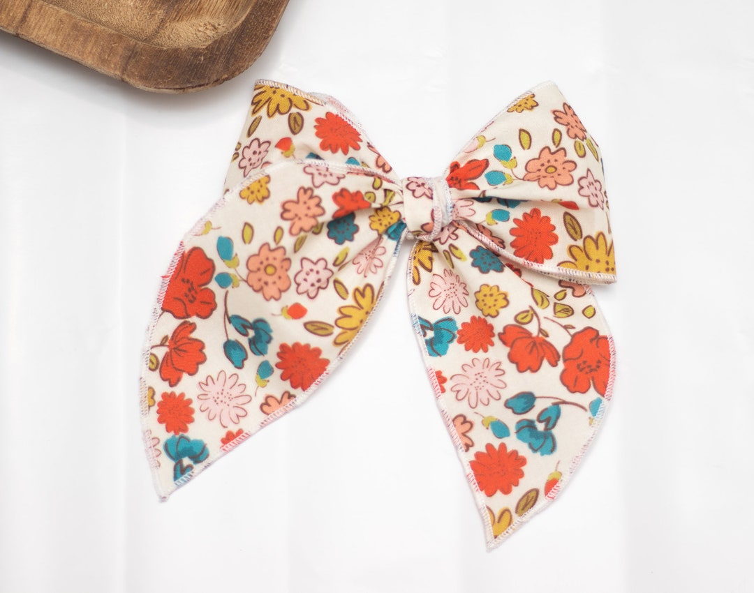 Autumn Floral Fable Bow Fall Floral Bow Hair Bows for Girls - Etsy