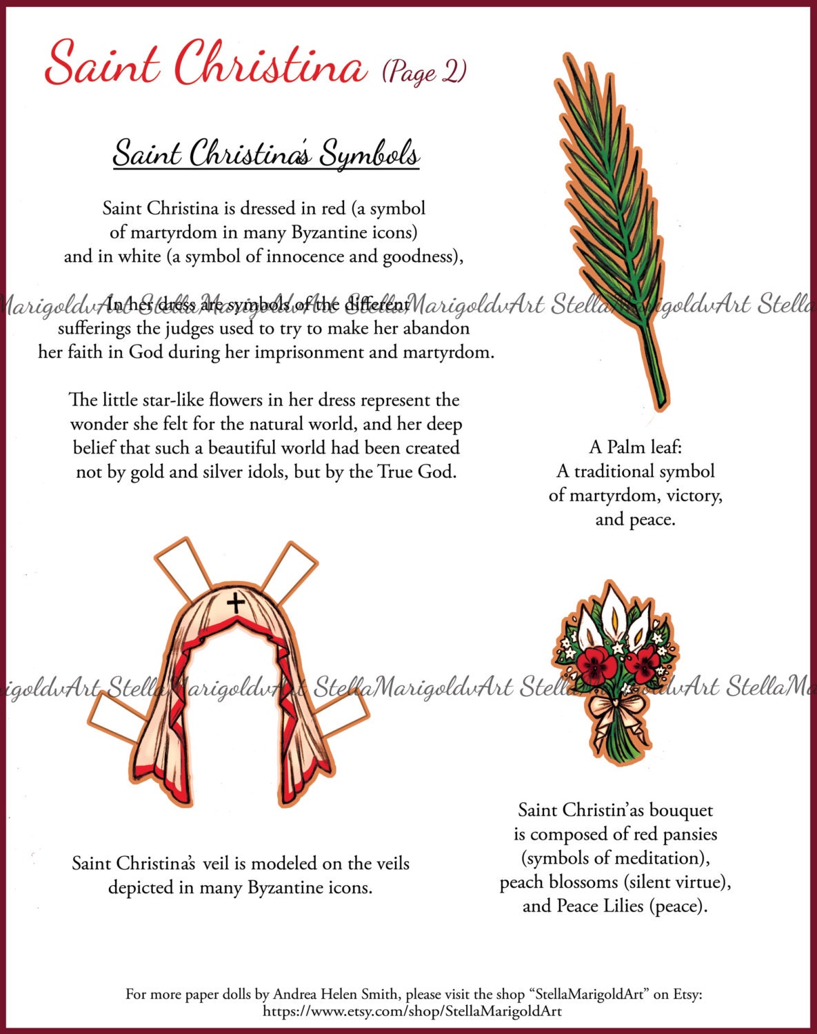 Digital Download Saint Christina Paper Doll Color and | Etsy