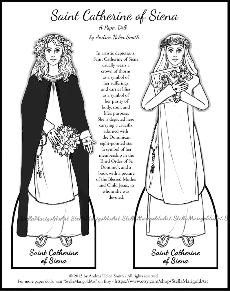 Digital Download - Saint Catherine of Siena Paper Doll (traditional) - Etsy