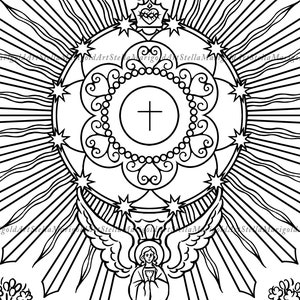 Monstrance Coloring Catholic Pages Drawing Symbols Eucharist Crafts ...