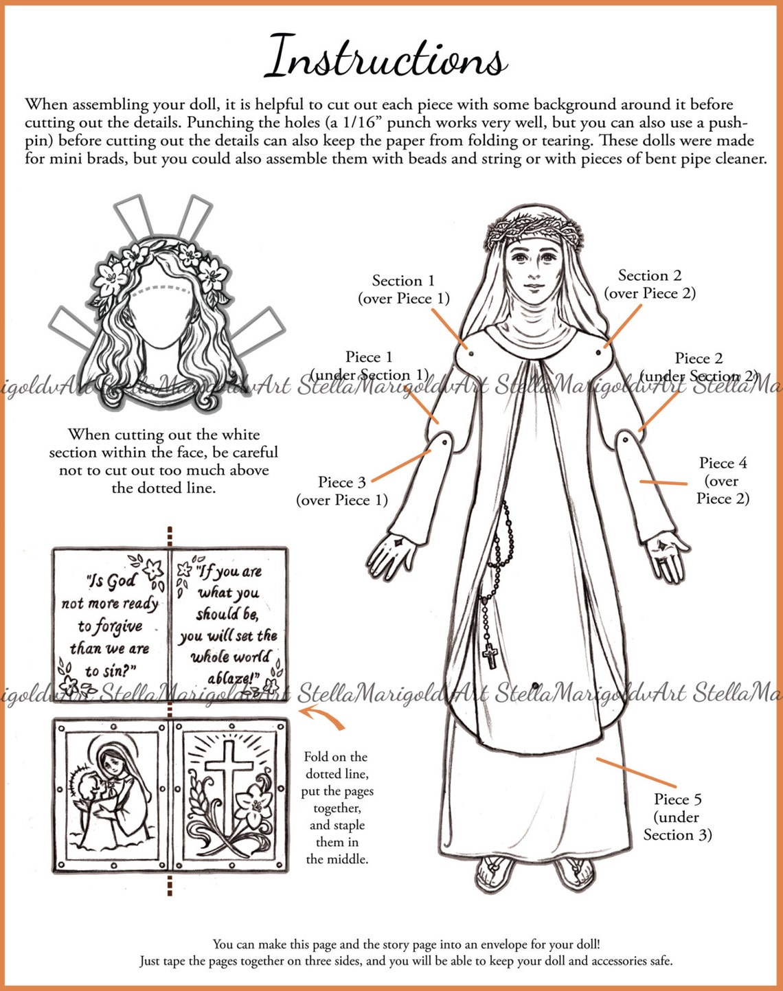 Digital Download - Saint Catherine of Siena Paper Doll in Color and ...