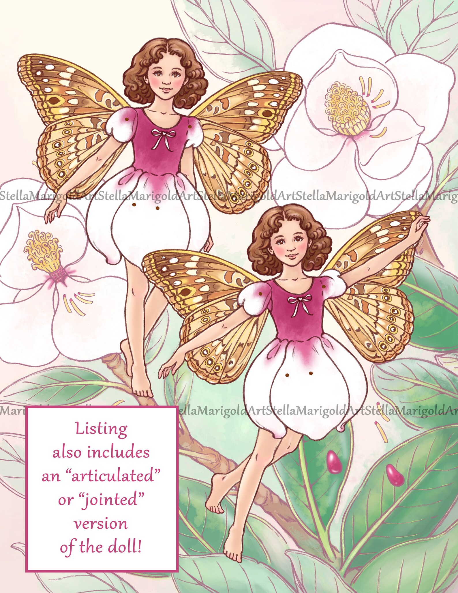 Digital Download Southern Magnolia Fairy Paper Doll Set - Etsy