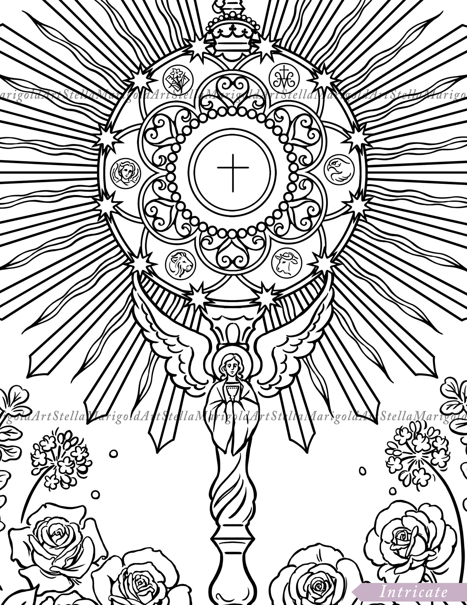 Digital Download Monstrance With Passion Flowers Coloring - Etsy