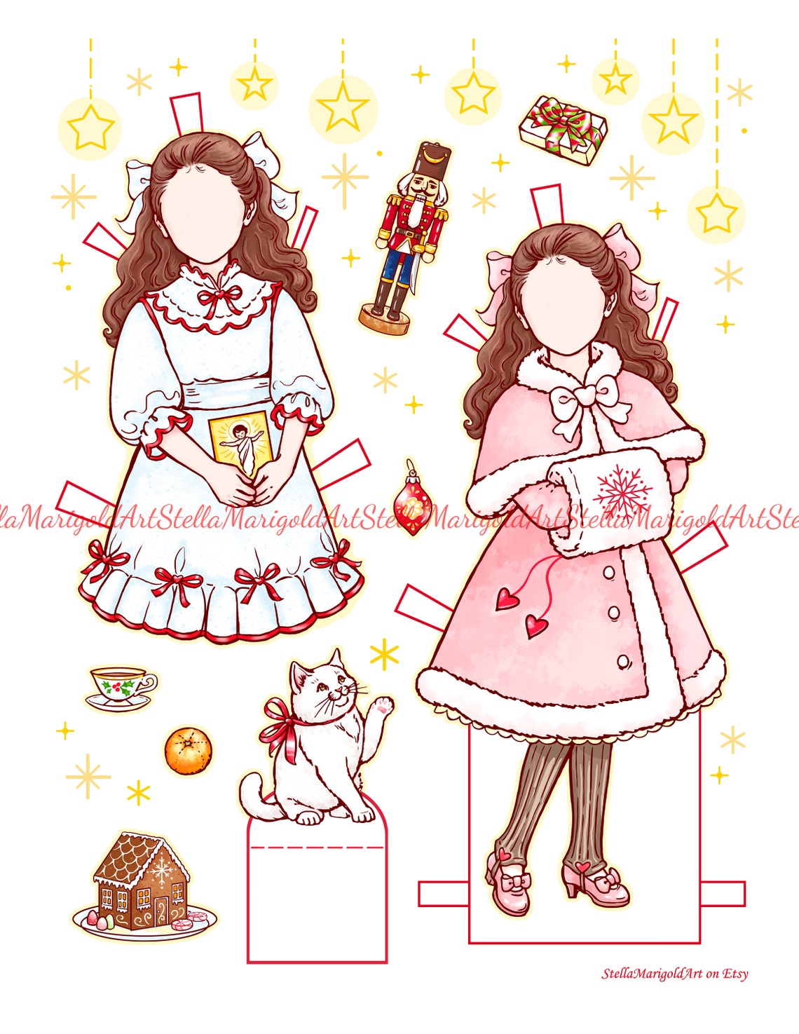 Digital Download Noelle Paper Doll color and Black and | Etsy