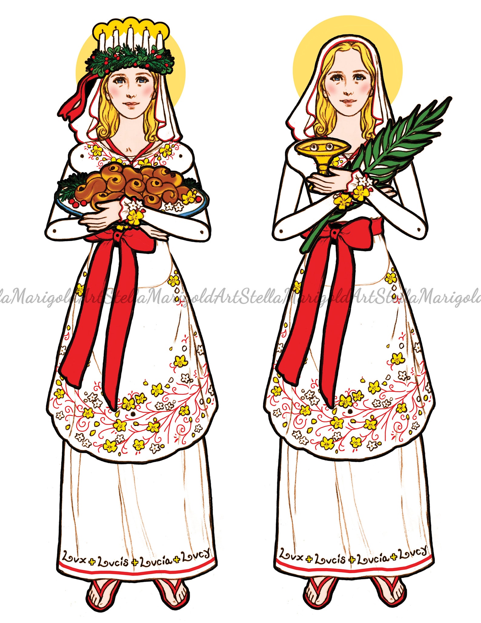 Digital Download Saint Lucy St. Lucia Paper Doll Color - Etsy