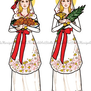 Digital Download - Saint Lucy, St. Lucia Paper Doll - Color and Black ...