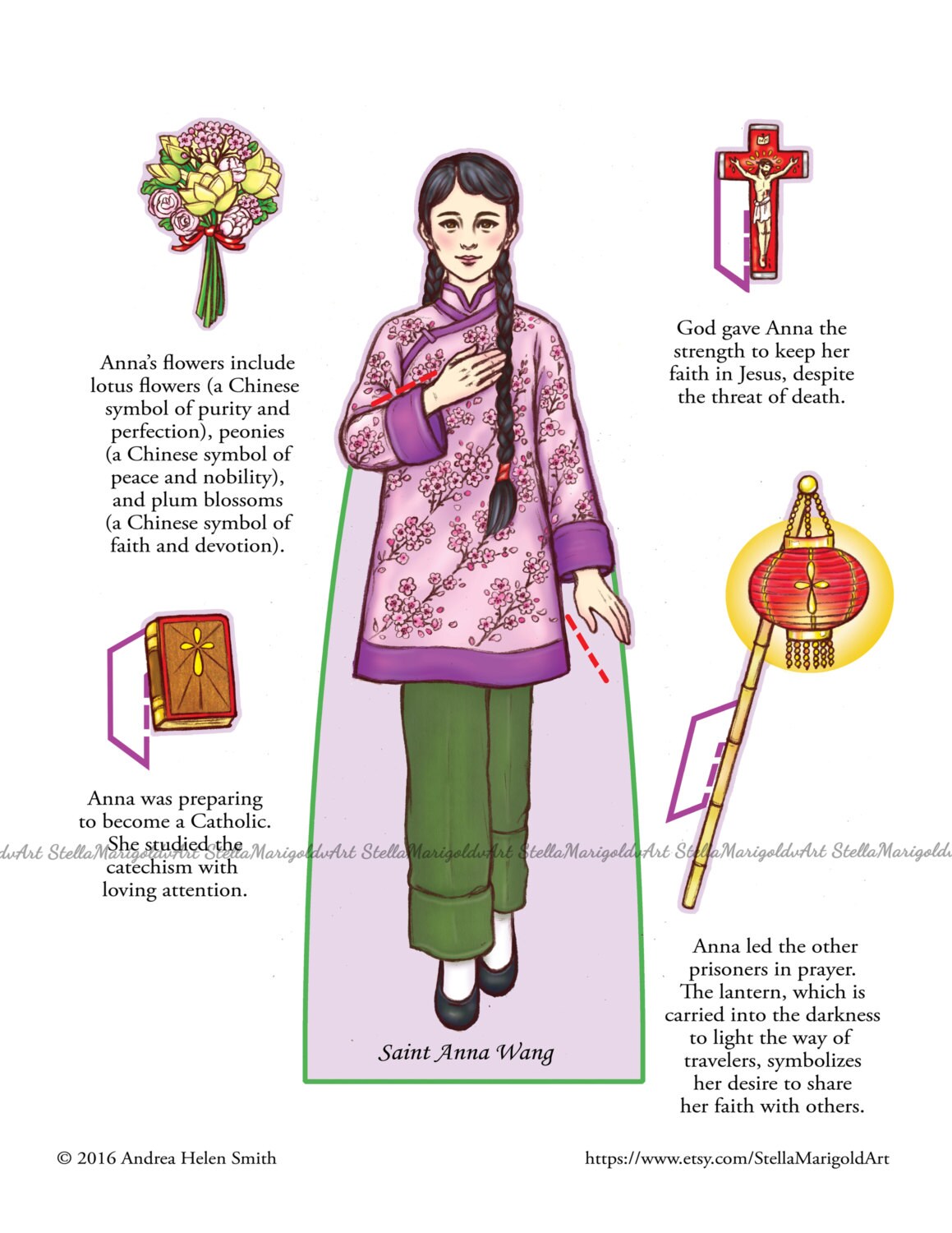 Digital Download Saint Anna Wang Paper Doll color and Bnw | Etsy