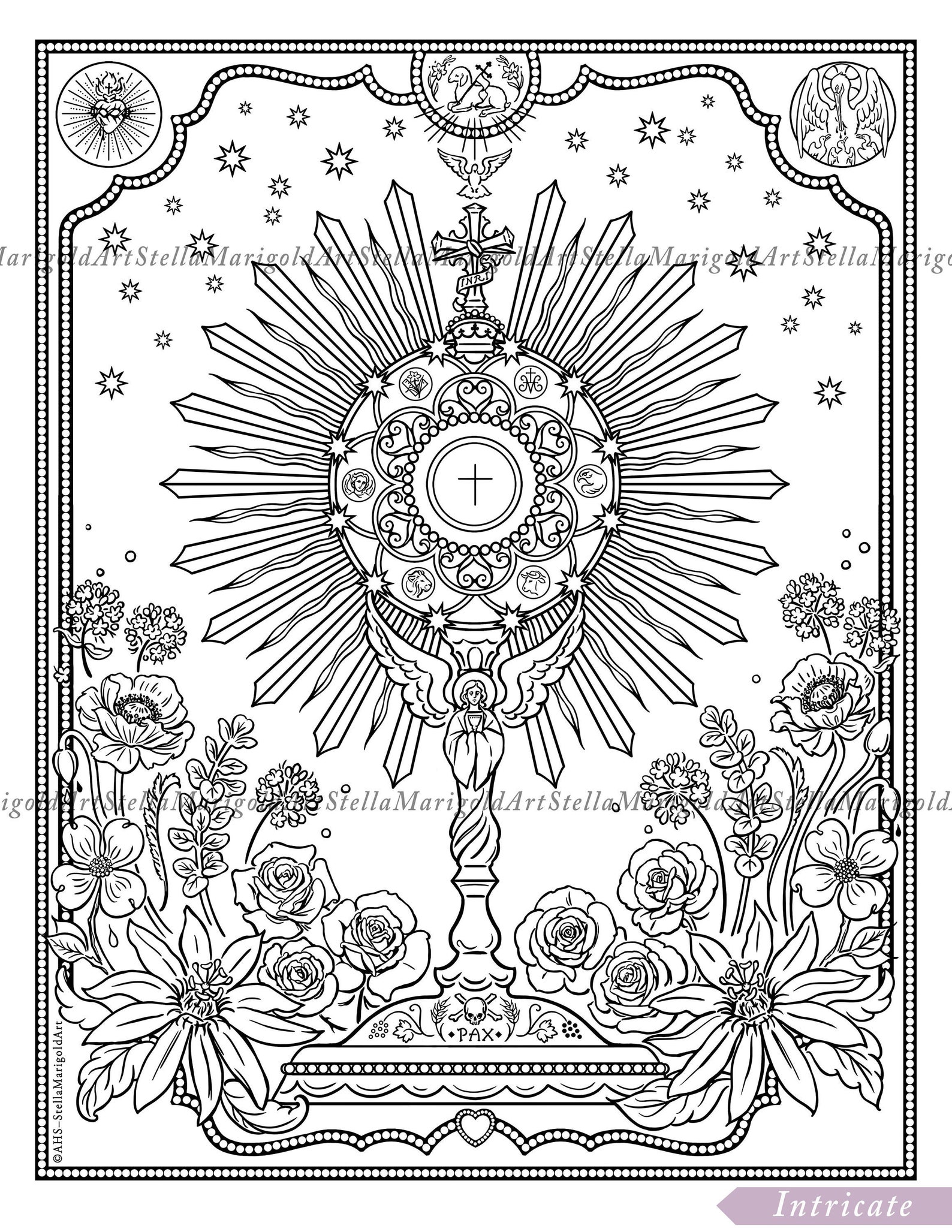 Digital Download Monstrance With Passion Flowers Coloring - Etsy