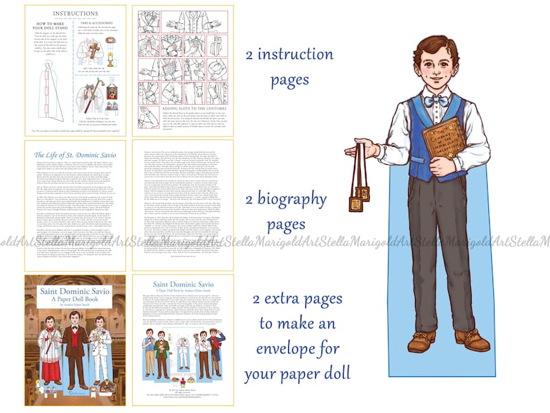 Digital Download - Saint Dominic Savio Paper Doll Set (color and Bnw ...