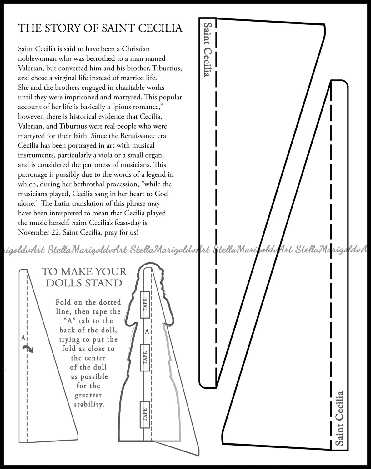 Saint Cecilia Paper Doll traditional - Etsy