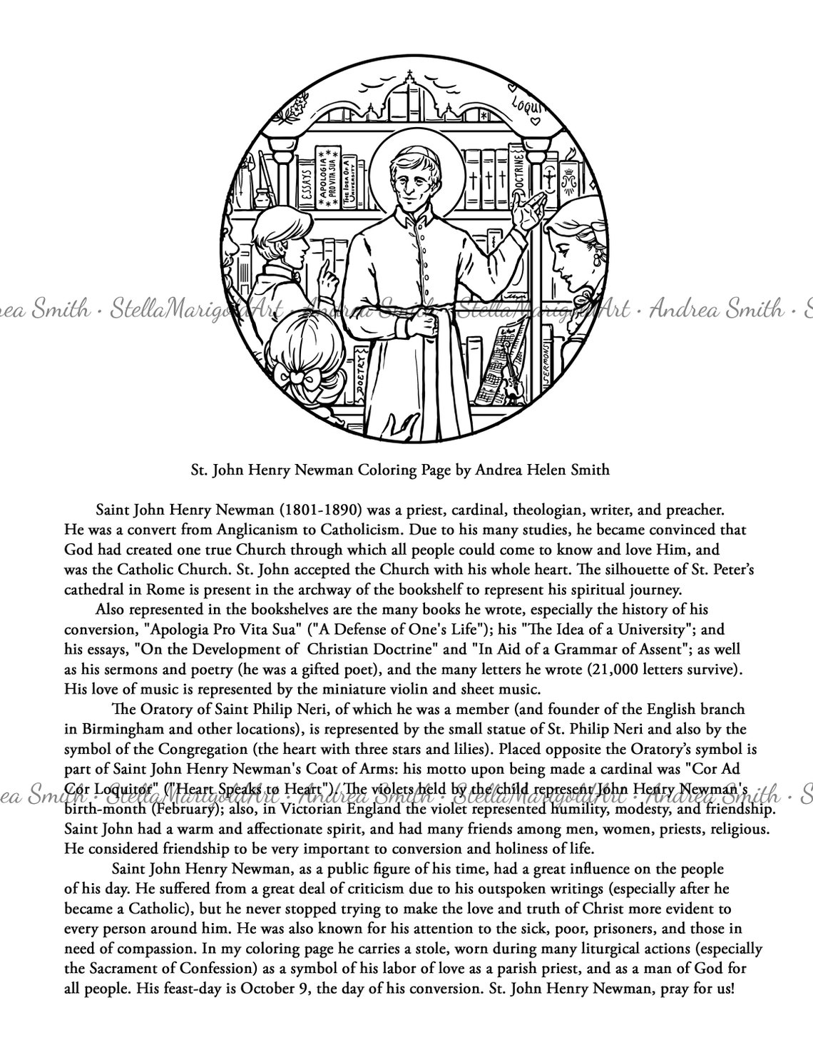Digital Download - Saint John Henry Newman Coloring Page - Etsy