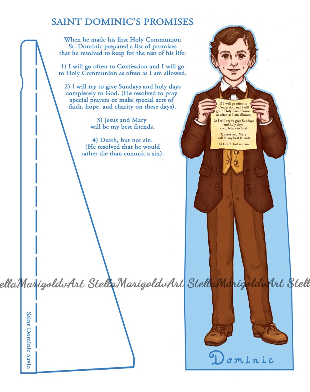 Digital Download - Saint Dominic Savio Paper Doll Set - Color - Etsy