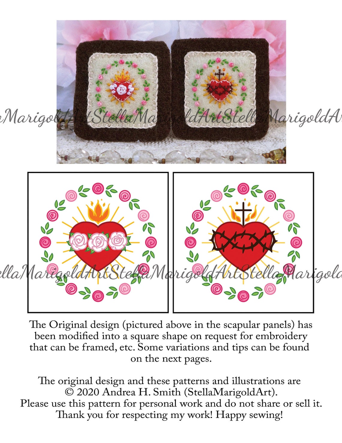 Simple Sacred Hearts Pattern DIY PDF - Etsy