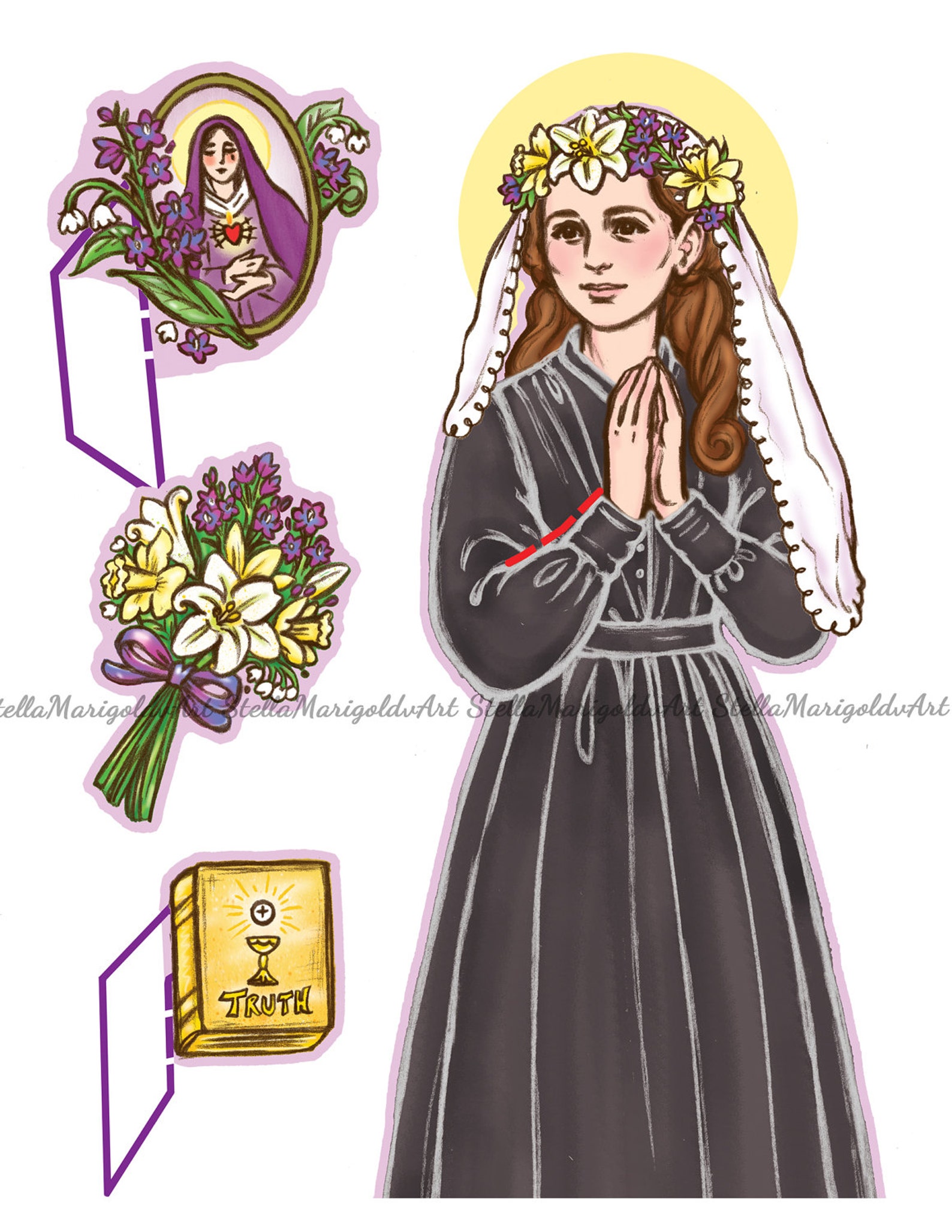 Digital Download - Saint Clelia Barbieri Paper Doll (color and Bnw) - Etsy