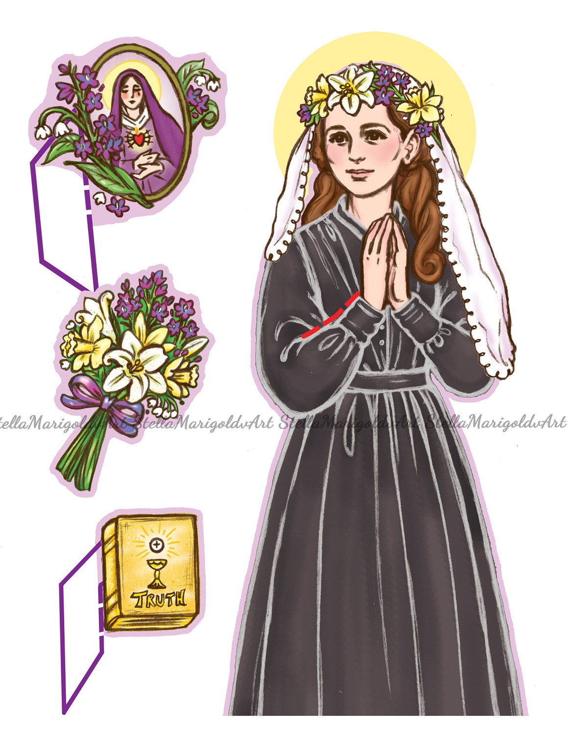 Digital Download - Saint Clelia Barbieri Paper Doll (color and Bnw) - Etsy