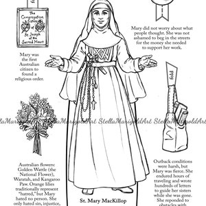 Saint Mary Mackillop Paper Doll (color and Bnw) - Etsy Australia