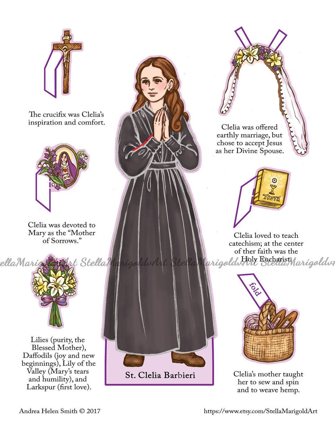 Digital Download - Saint Clelia Barbieri Paper Doll (color and Bnw) - Etsy