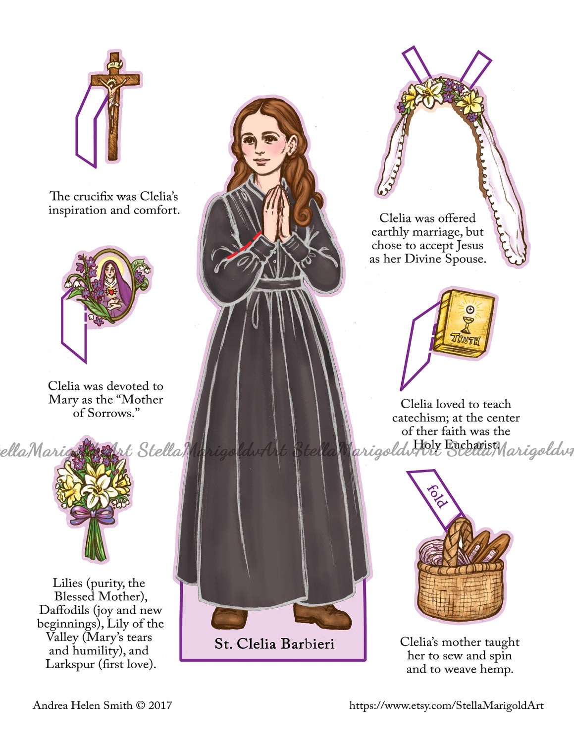 Digital Download - Saint Clelia Barbieri Paper Doll (color and Bnw) - Etsy