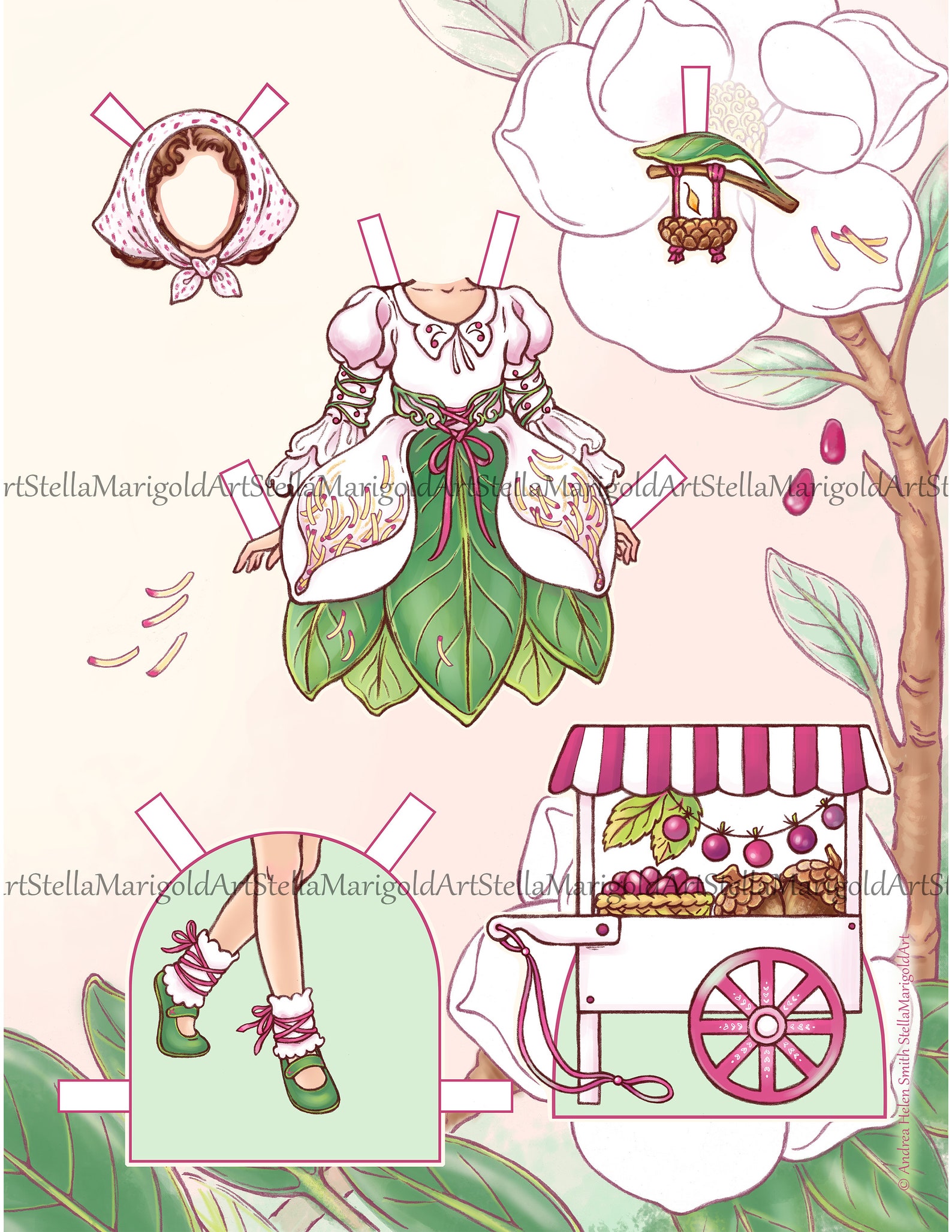 Digital Download Southern Magnolia Fairy Paper Doll Set - Etsy