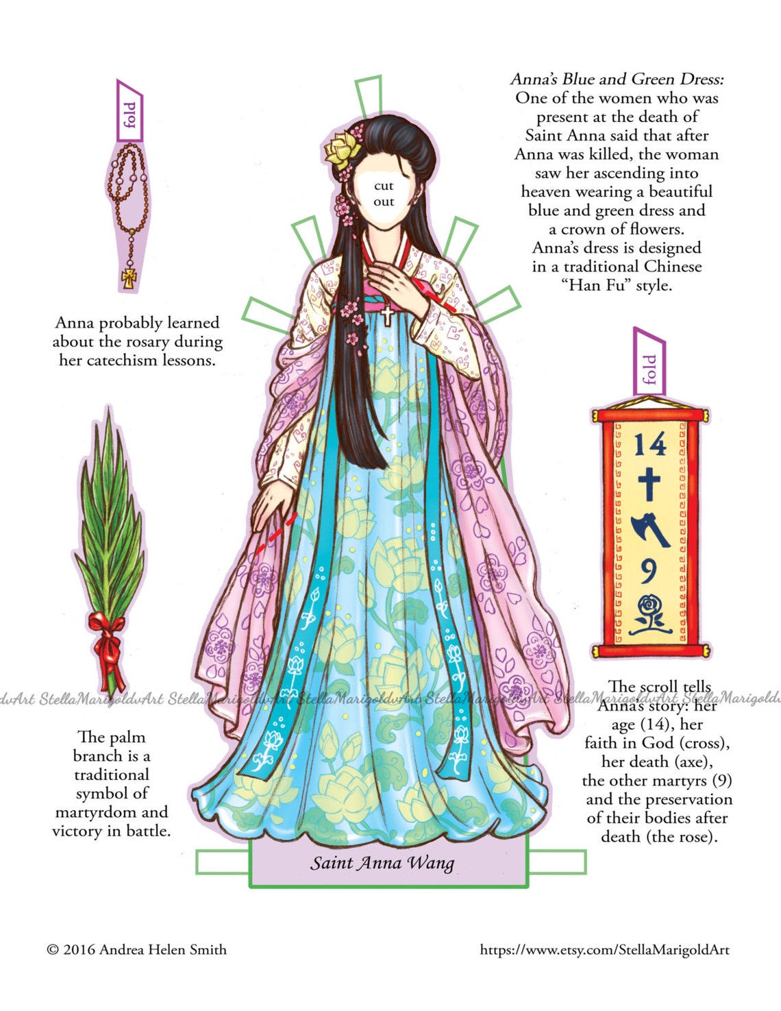 Digital Download Saint Anna Wang Paper Doll color and Bnw | Etsy